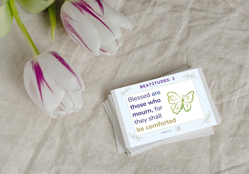 Beatitudes Prayer Cards | Printable 4 X 6" Catholic Prayer Cards ...