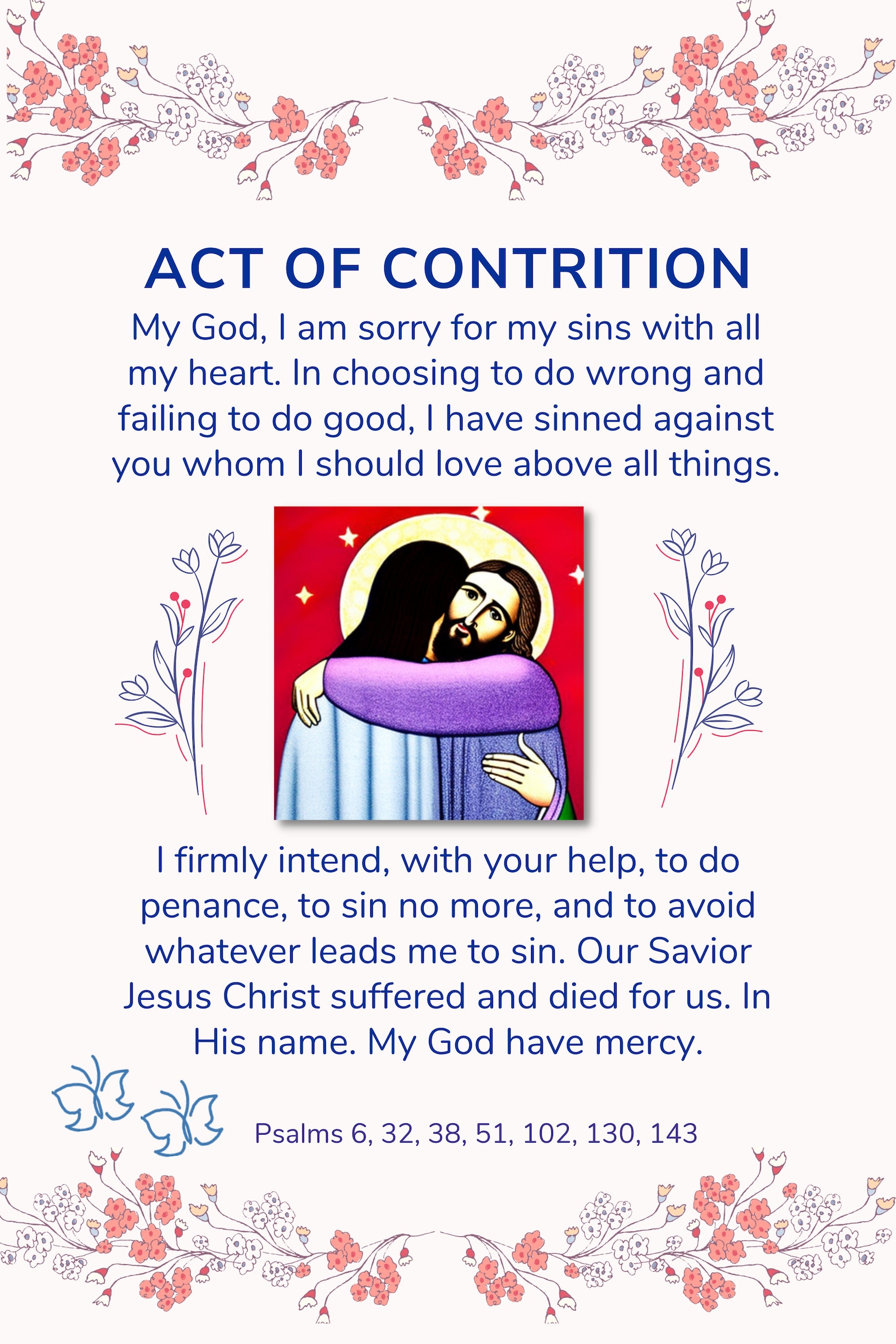Act of Contrition Prayer Poster Printable A3 11.7 X 16.5 Catholic ...