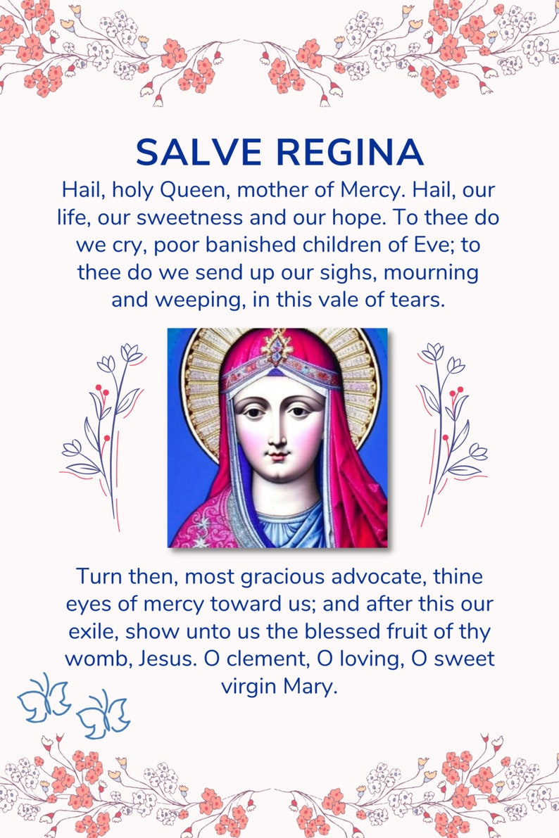 Salve Regina Prayer Poster | Printable | A3 11.7 X 16.5 | Catholic Prayers | Printable Poster ...