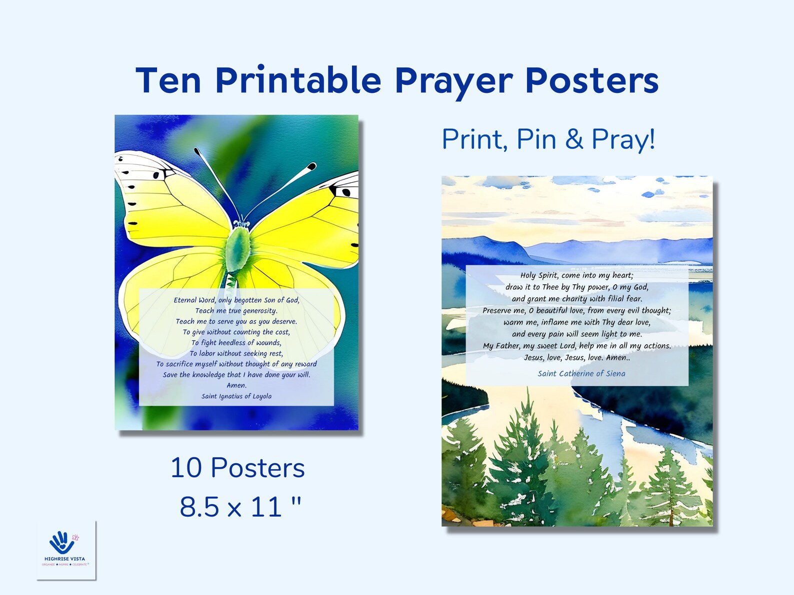 Catholic Saints Prayer Posters Printable US Letter 8.5 X 11 Inches ...