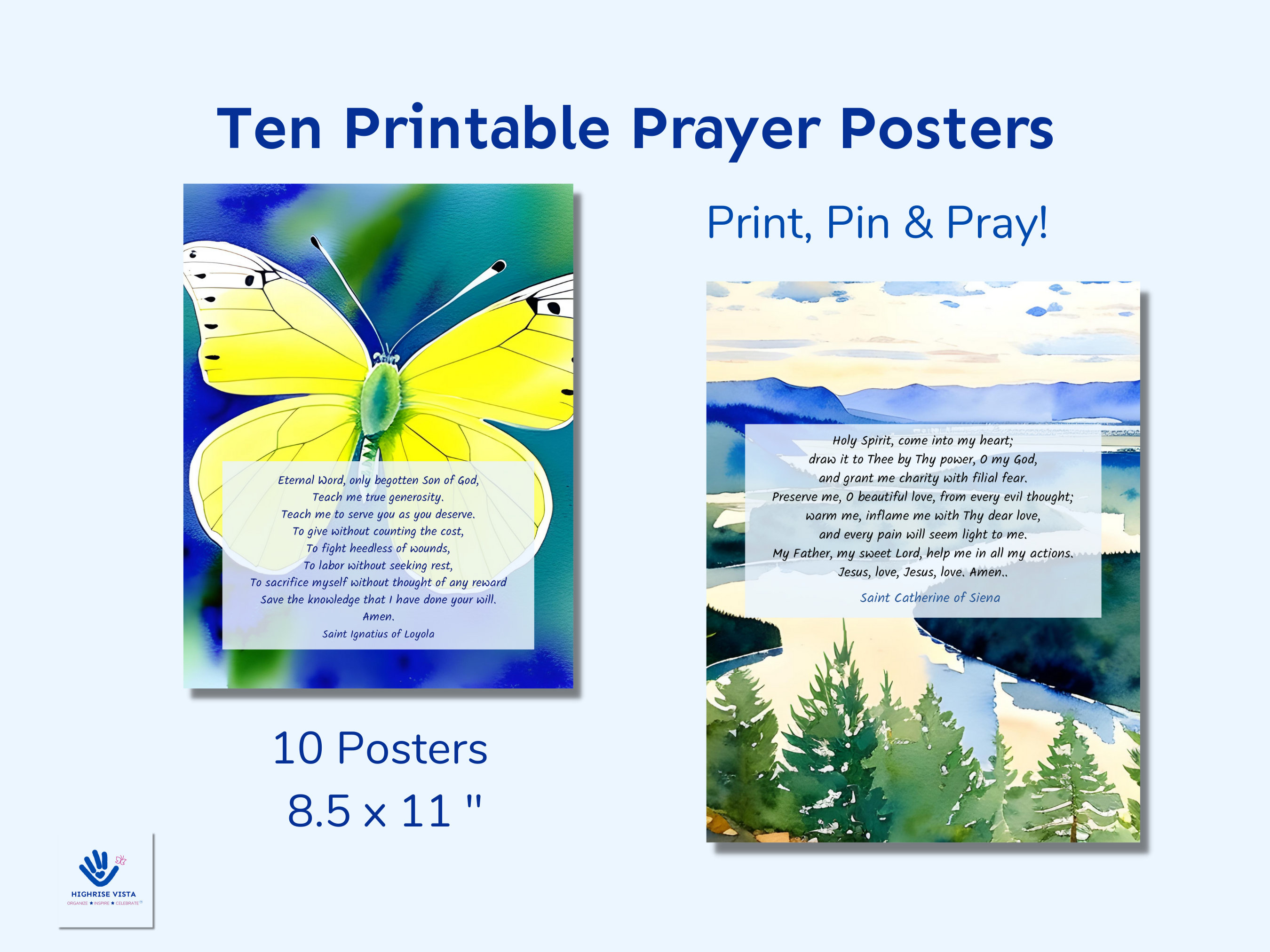 Catholic Saints Prayer Posters Printable US Letter 8.5 X 11 Inches ...