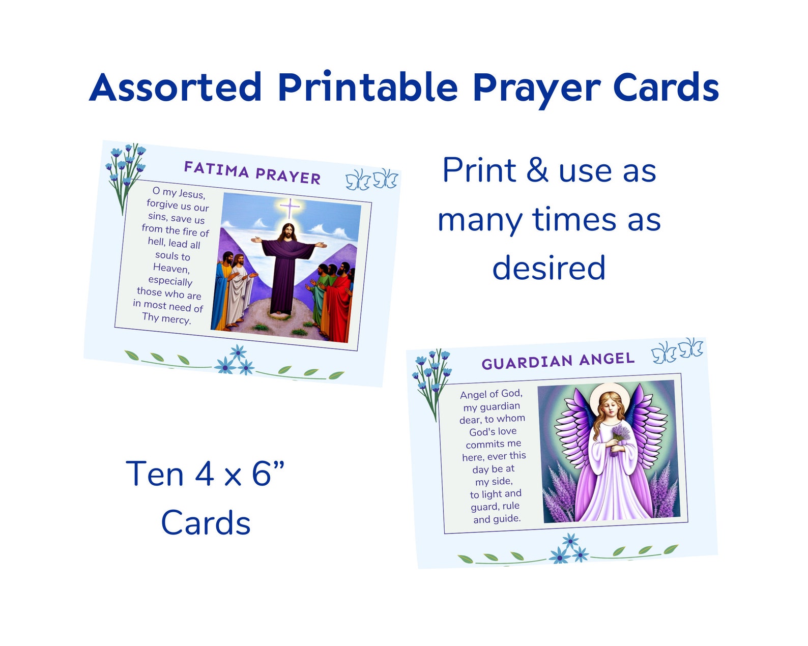 Printable Prayer Cards 4 X 6 Catholic Prayers Lord's Prayer, Hail Mary ...