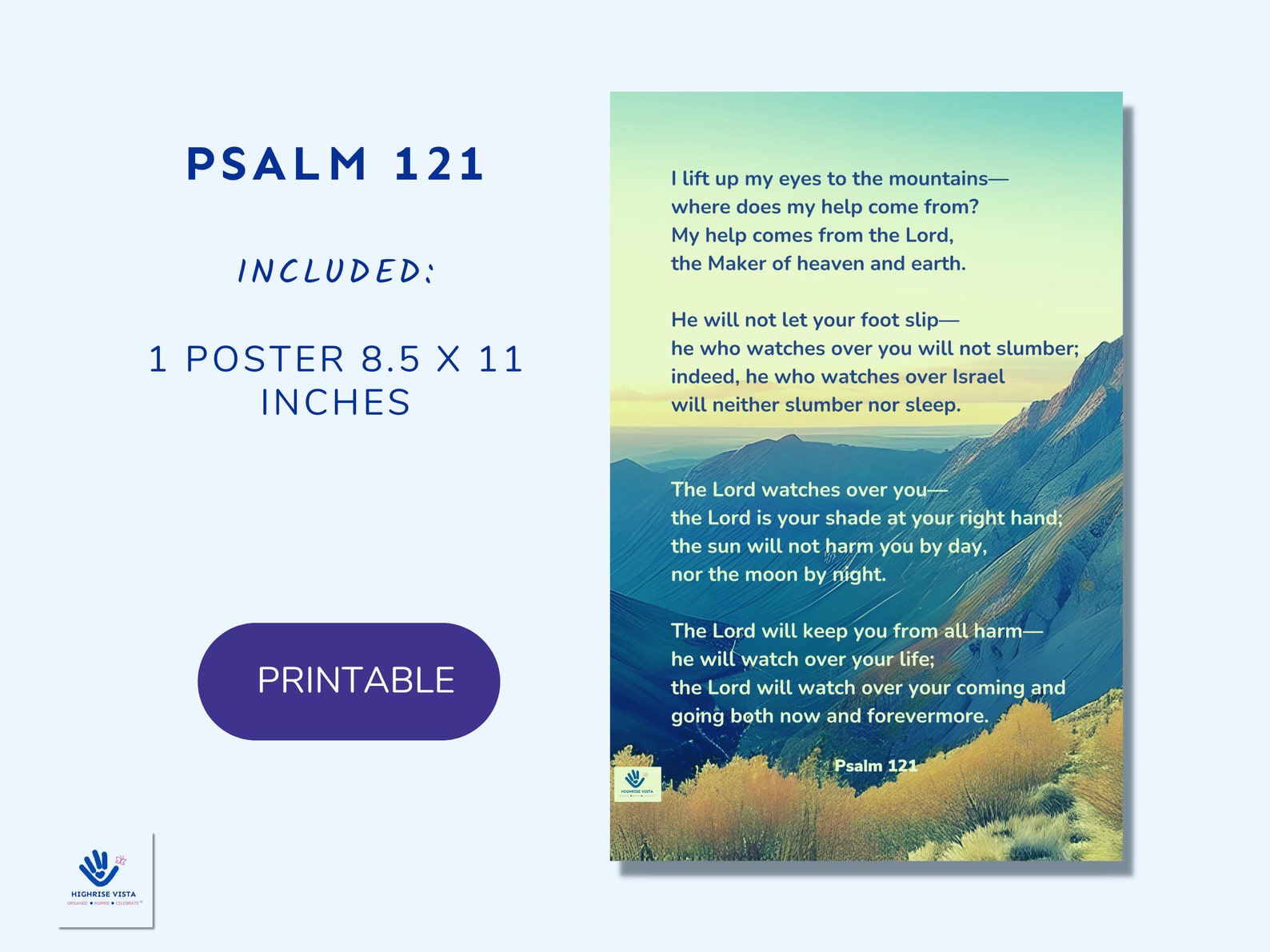 Psalm 121 Printable Poster | Catholic Prayers | Printable Poster - Etsy