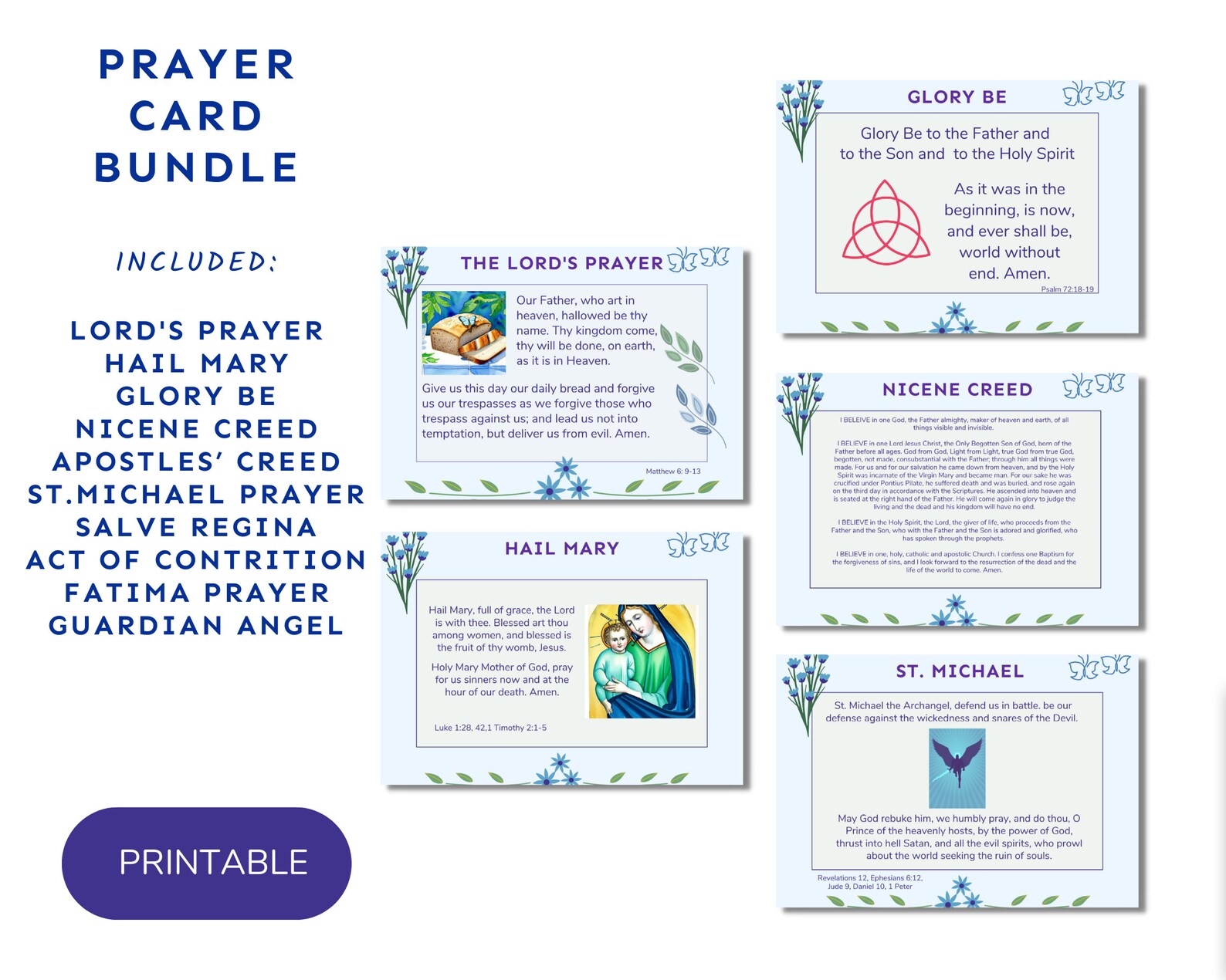 Printable Prayer Cards | 4 X 6 “ | Catholic Prayers | Lord's Prayer ...