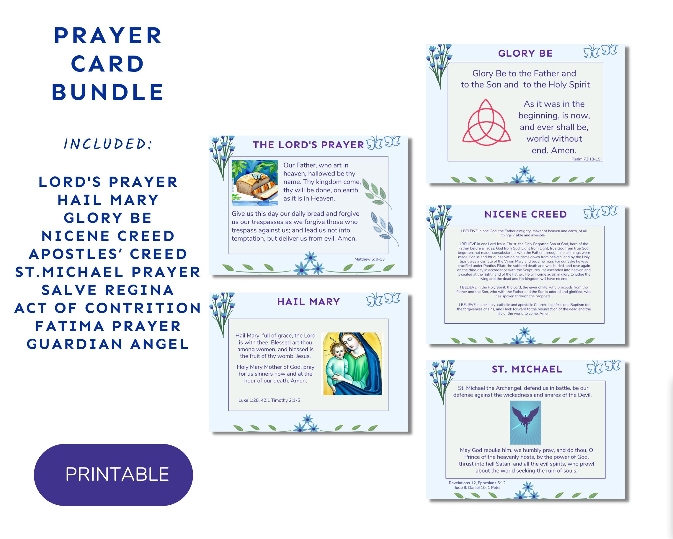 Printable Prayer Cards | 4 X 6 “ | Catholic Prayers | Lord's Prayer ...