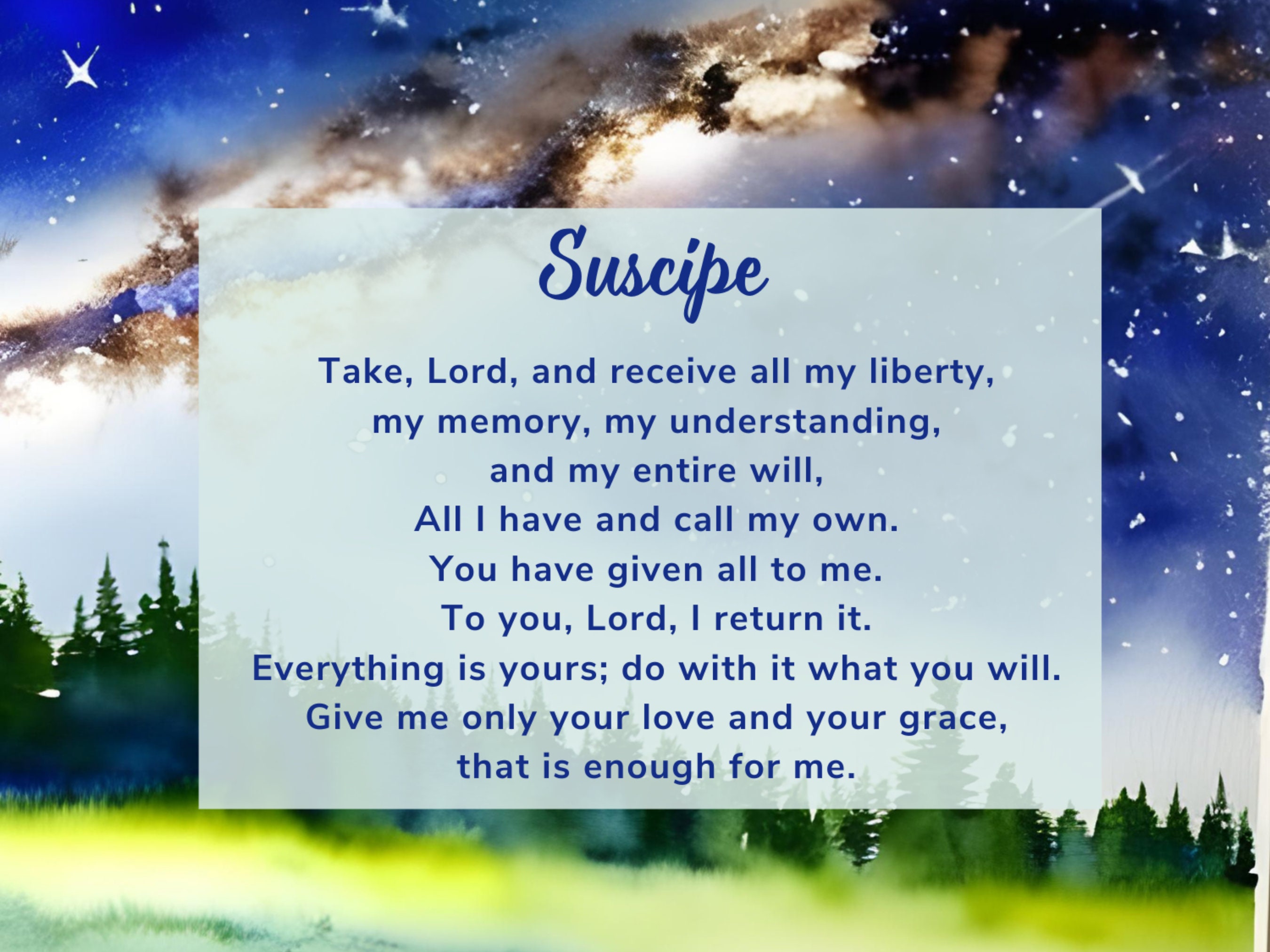 Jesuit Prayer Cards | Printable | 4 X 6 “| Catholic Prayers | Suscipe ...