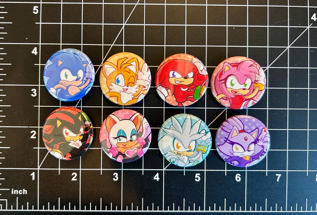 Sonic the Hedgehog Button Pin Badges (sonic, Tails, Knuckles, Shadow ...