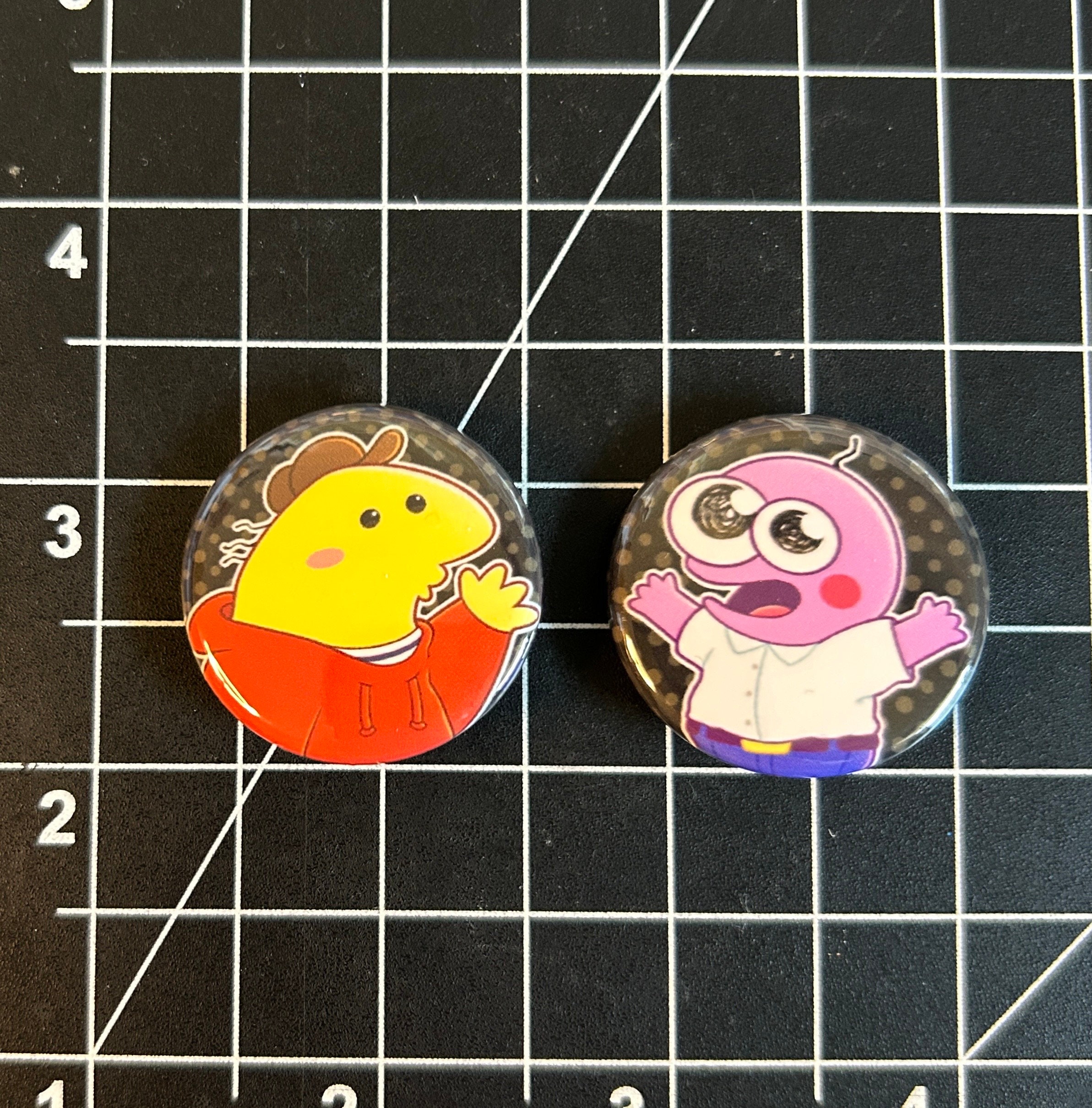 Smiling Friends Charlie, Pim, Allan, and Glep Button Pin Badges - Etsy
