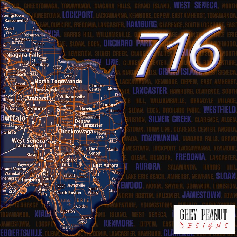 Buffalo Outline Map Canvas Print 716 - Etsy