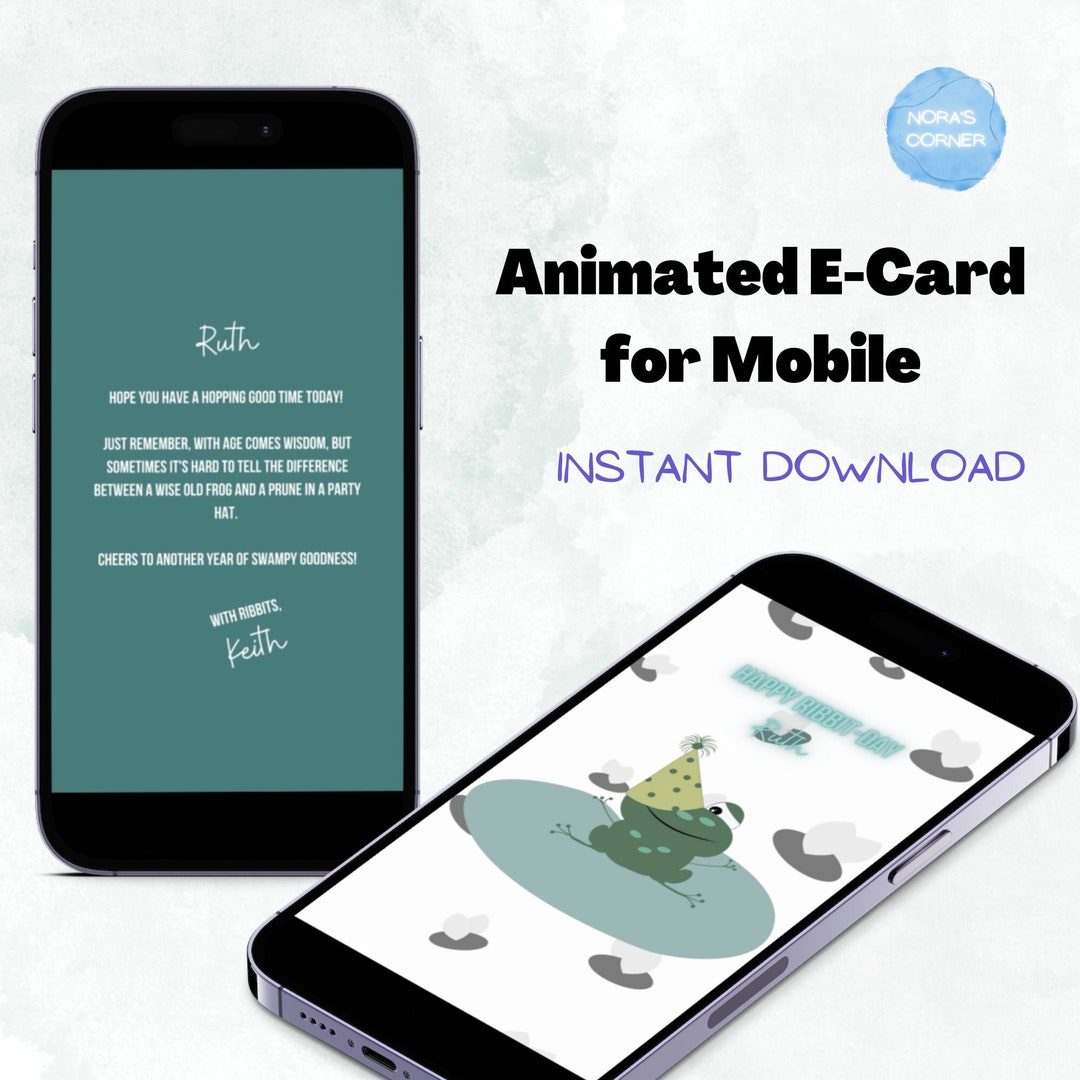 Animated Birthday Card Template for Mobile. Silly Frog Design. Editable ...