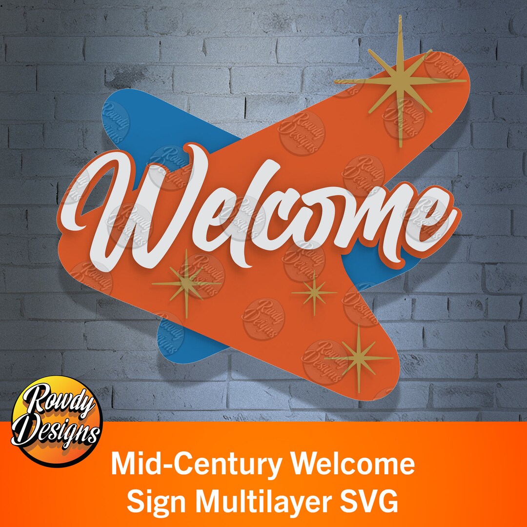 Mid-century Welcome Multilayer Sign, Vintage Decor, Multilayer Cut ...