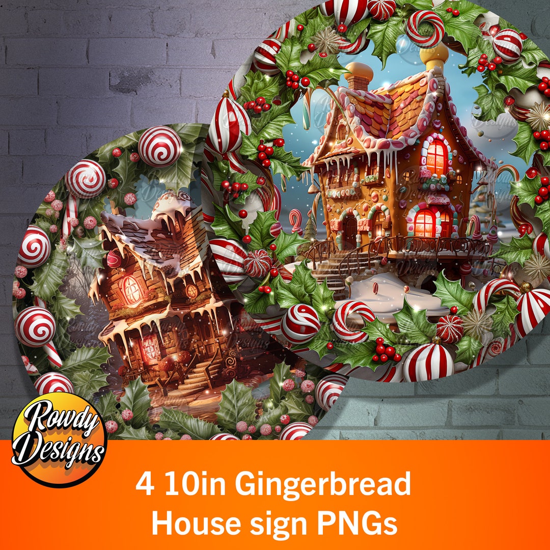 Gingerbread House Sign, Sublimation Sign, Transparent Clipart PNG ...
