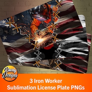 American Iron Worker PNG, License Plate Wrap, Sublimation, Tradesman ...