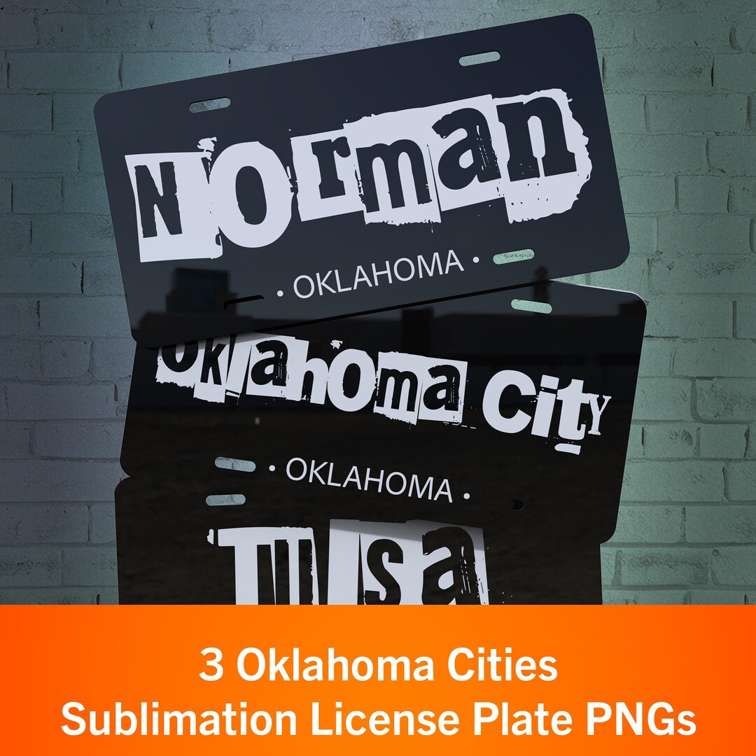 Oklahoma Sublimation License Plate: Norman Oklahoma City Tulsa (digital ...