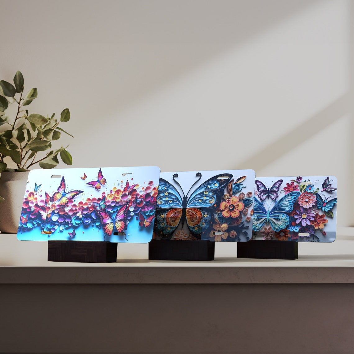 Quilling Butterfly License Plate, License Plate Wrap, Butterfly Flower ...