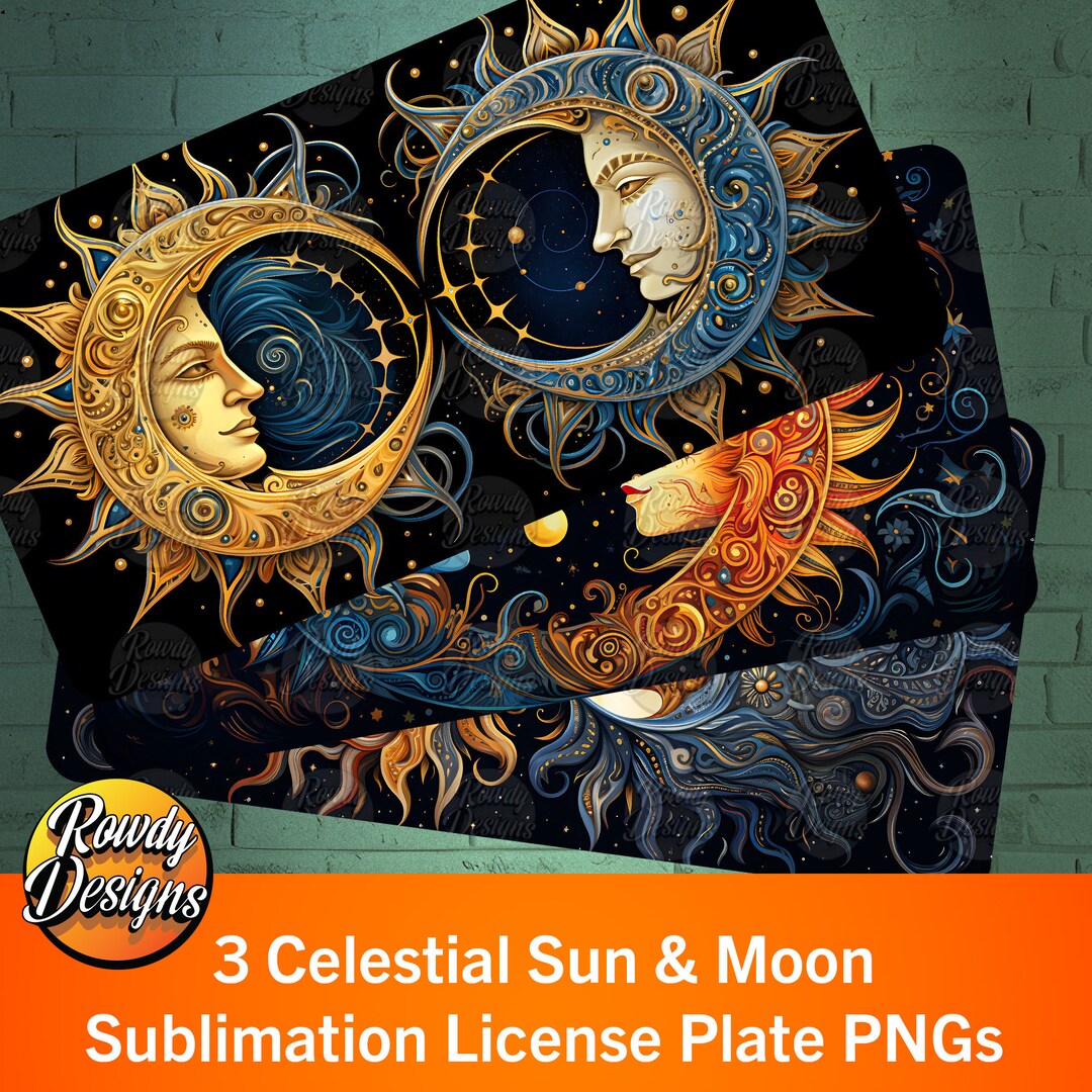 Celestial Sun and Moon Sublimation License Plate, License Plate Wrap ...