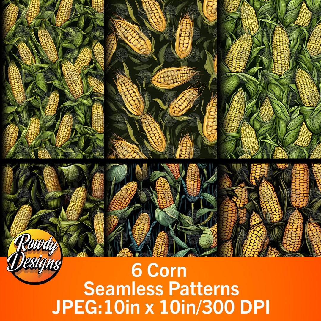 Corn Seamless Patterns, Corn Digital Paper, Corn Background, Stencil ...