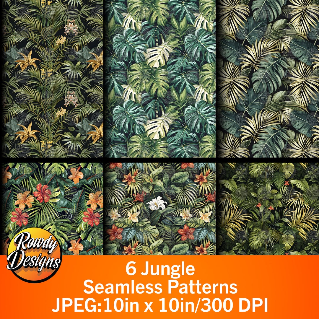 Jungle Digital Paper: Seamless Rainforest Patterns (set of 6) (digital ...