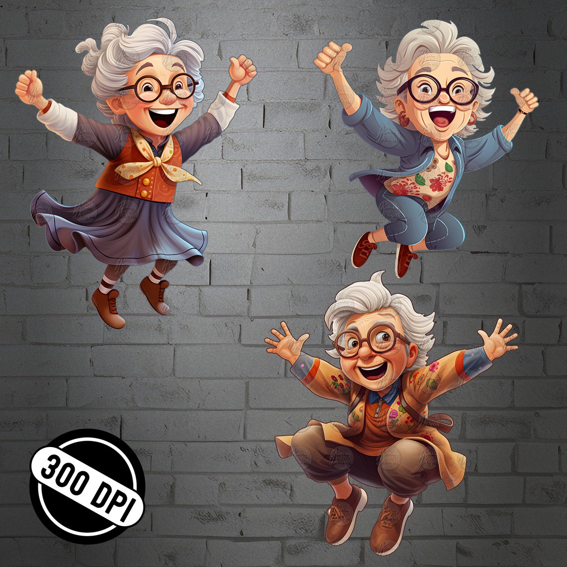 Old Ladies Clipart, Woman Png, Digital People, Old Aged Clipart, Grandma Png, Set of 5 - Etsy ...