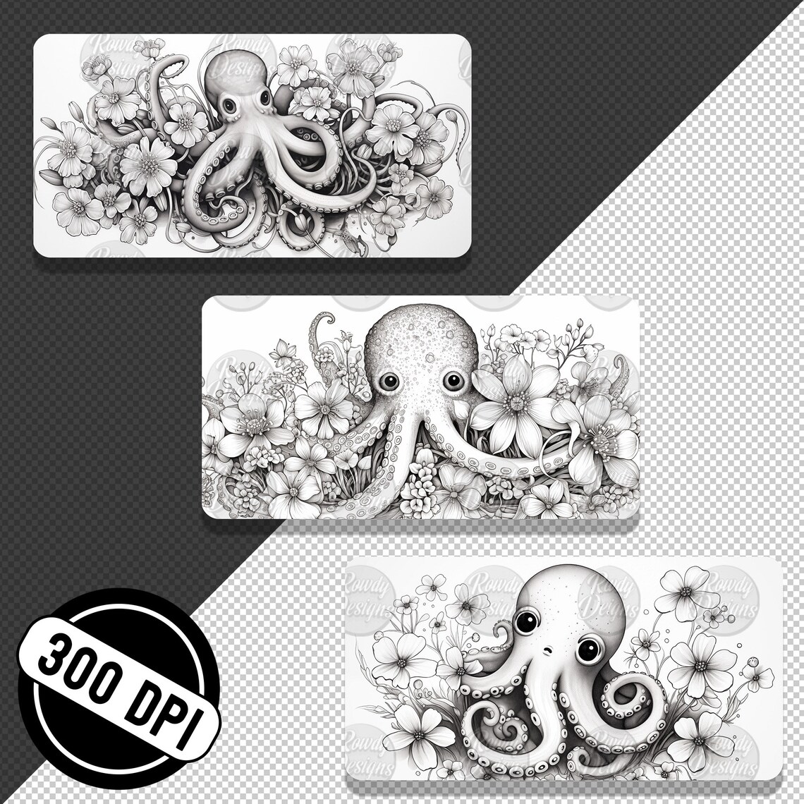 Octopus PNG License Plate Wrap Sublimate License Plate - Etsy