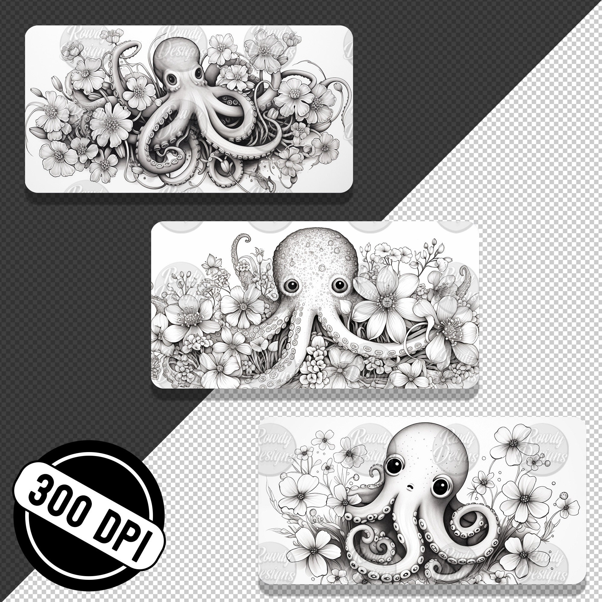 Octopus PNG License Plate Wrap Sublimate License Plate - Etsy