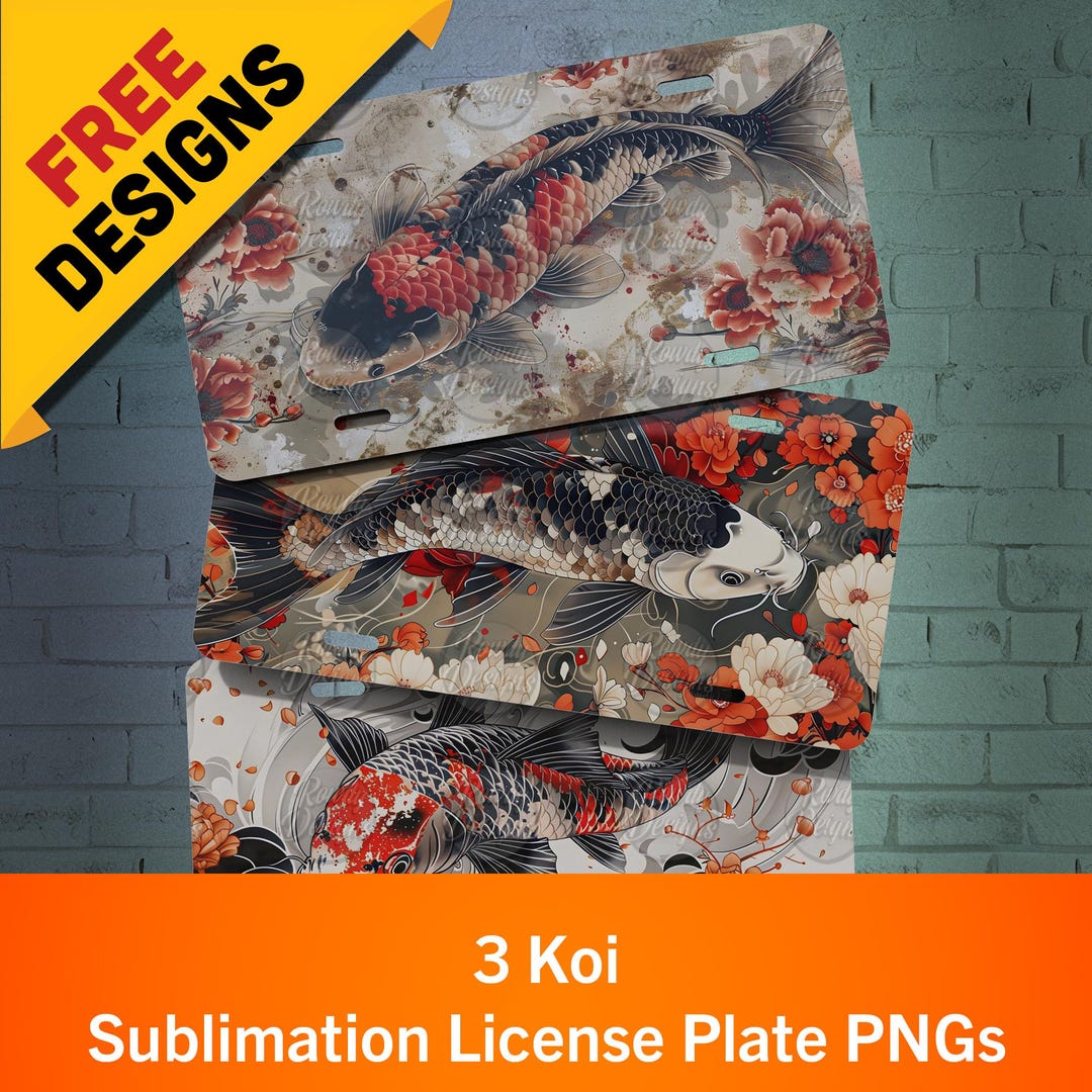Koi Sublimation License Plate, License Plate Wrap, License Plate Art ...