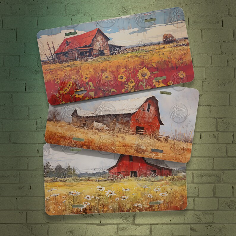 Old Red Barn License Plate PNG: Rustic Farmhouse Car Tag (digital ...