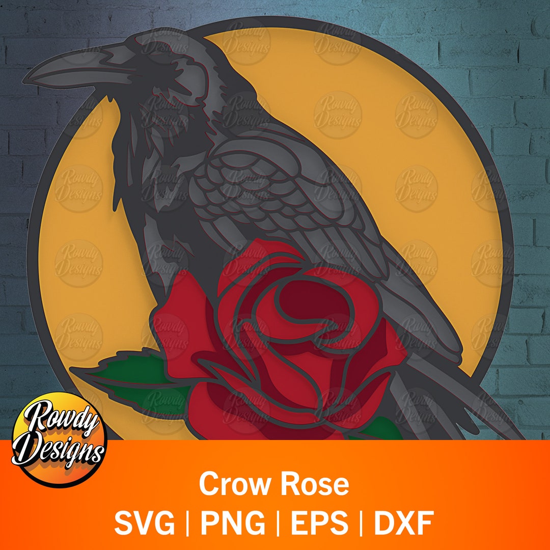 Crow Rose Multilayer SVG: Luck Cut File, 3D Paper Cutting (digital ...