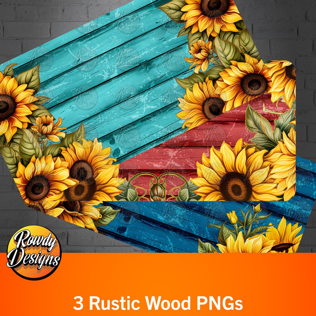 Rustic Wood License Plate, License Plate Wrap, Sunflowers Png ...