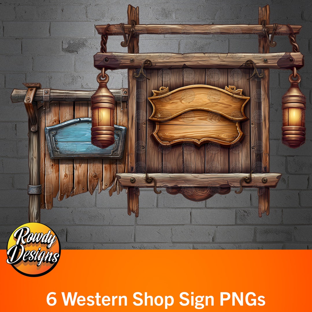 Western Shop Sign Clipart, Shop Sign, Transparent Clipart PNG Bundle ...