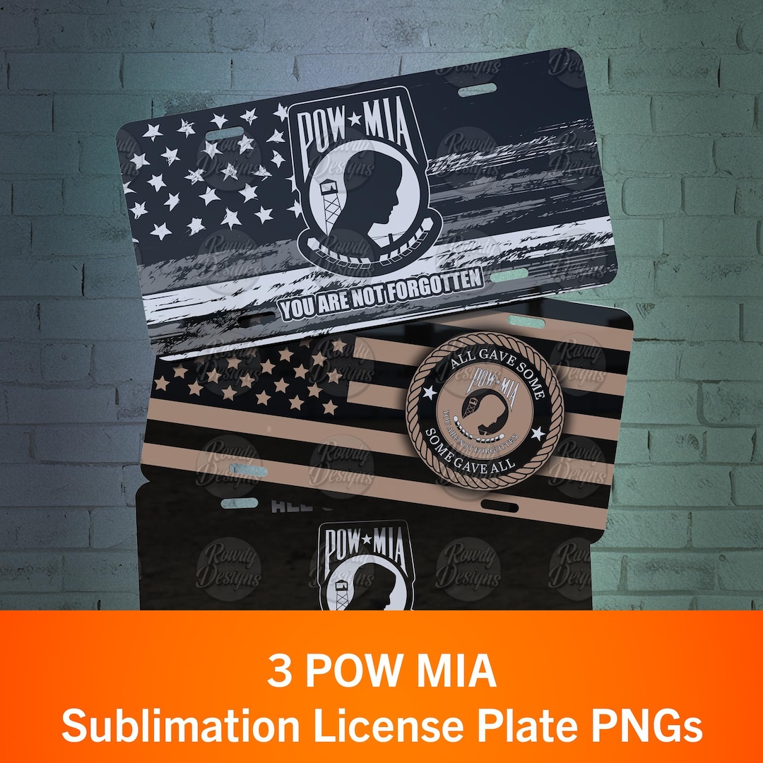 POW MIA Sublimation License Plate Designs: Veteran Car Tag (digital ...