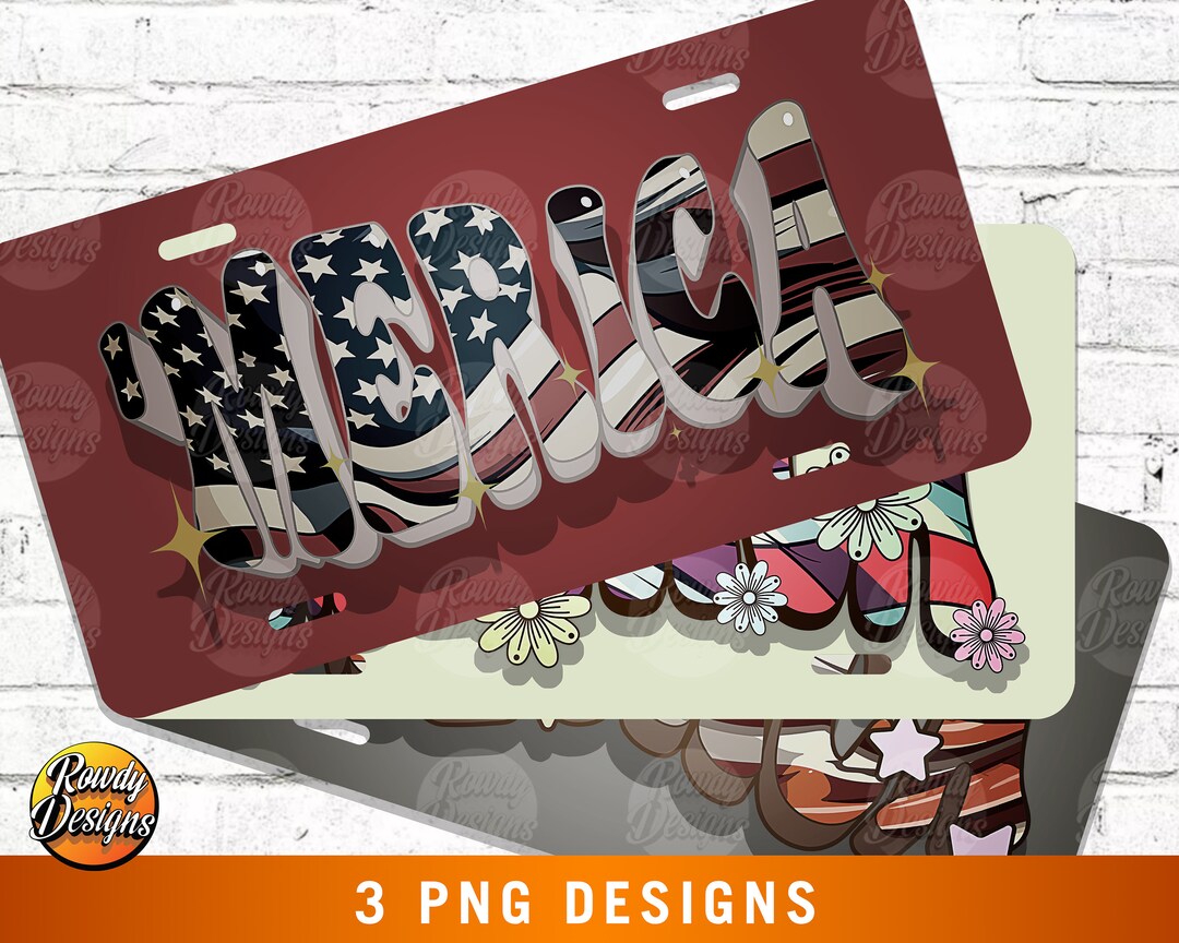 Merica Sublimation License Plate Designs Merica PNG Three - Etsy