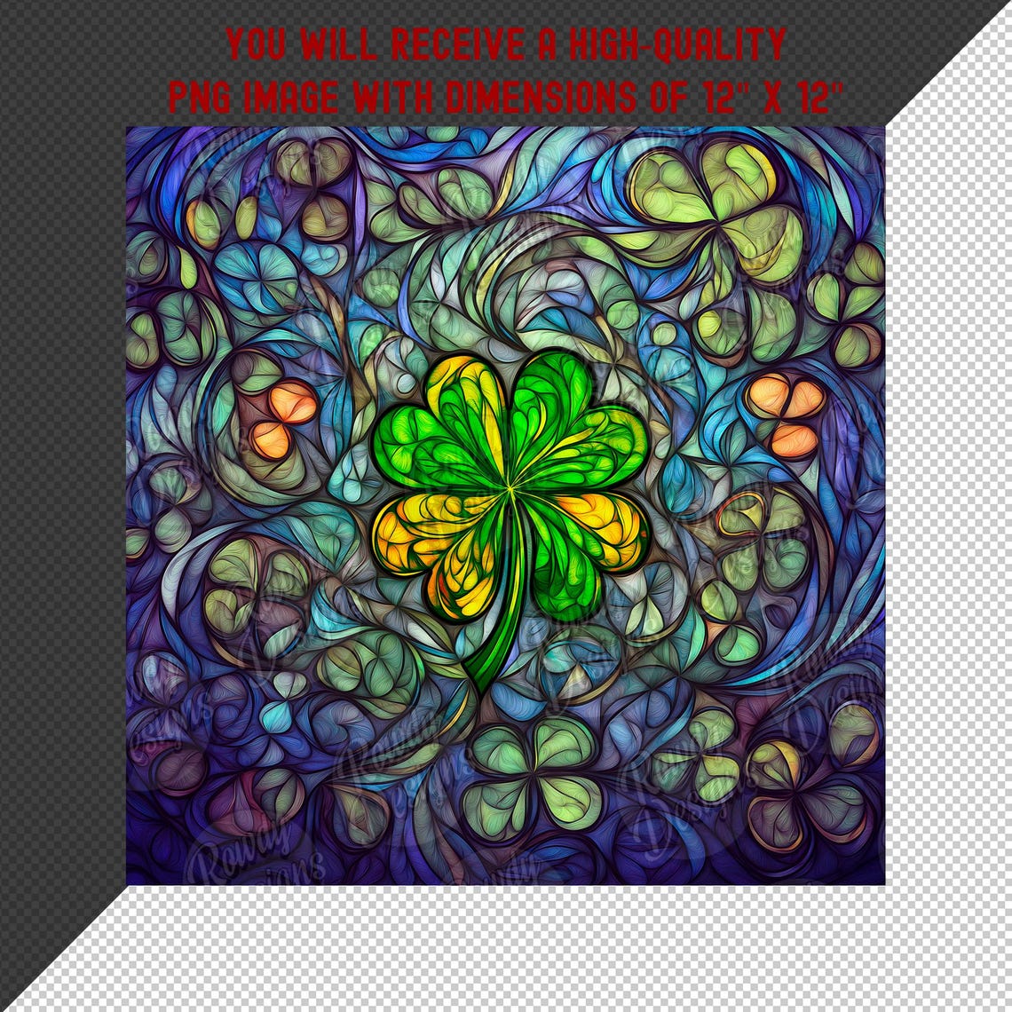 Stained Glass Clover Wind Spinner PNG: Holiday Decor (digital Download ...