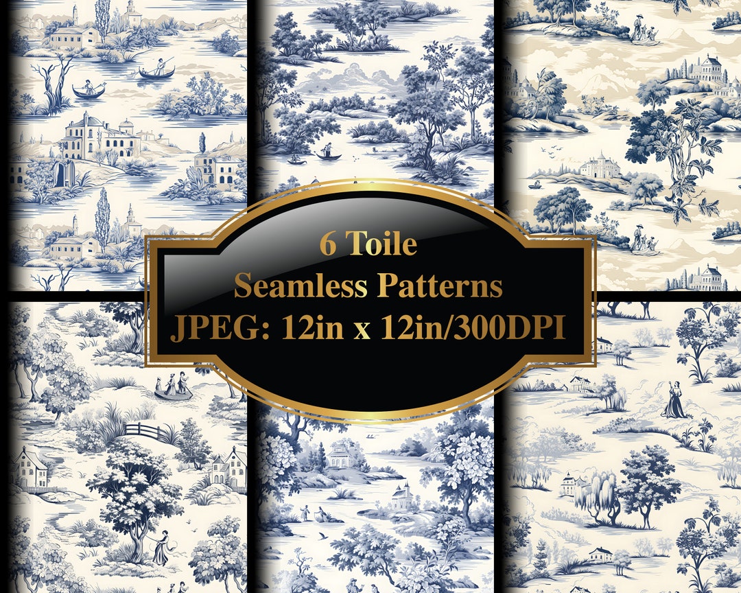 Toile Seamless Patterns, Toile Digital Paper, French Digitals, Toile ...