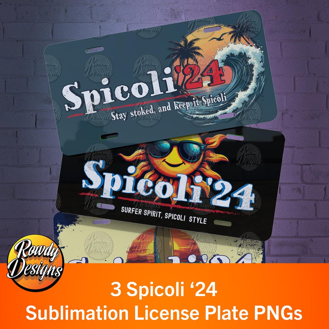 Spicoli 24 Sublimation License Plate Pngs, License Plate Wrap, Car ...