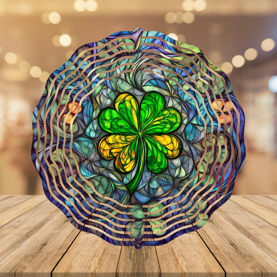 Stained Glass Clover Wind Spinner PNG: Holiday Decor (digital Download ...
