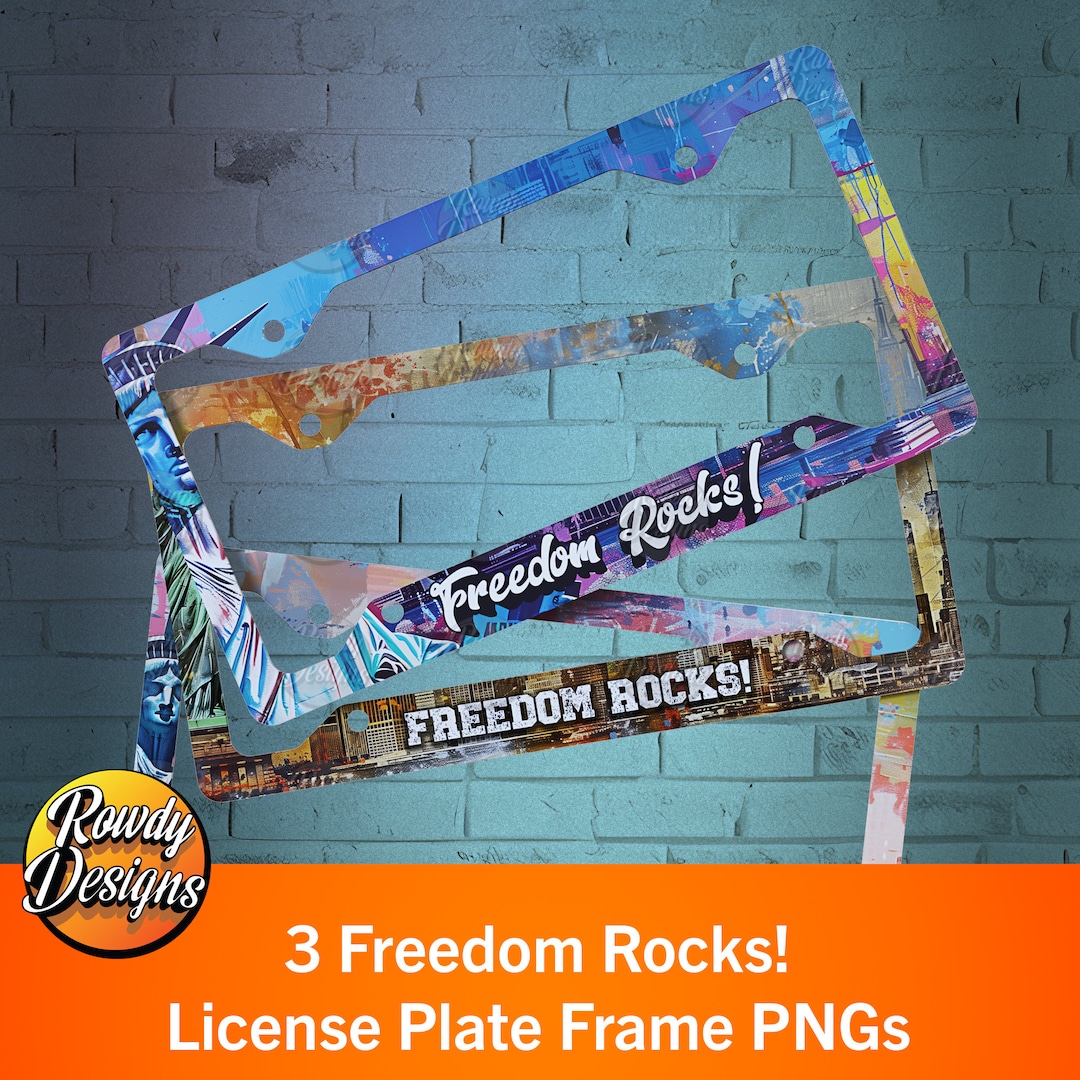 Freedom Rocks License Plate Frame, Three High-quality PNG Images, Front ...