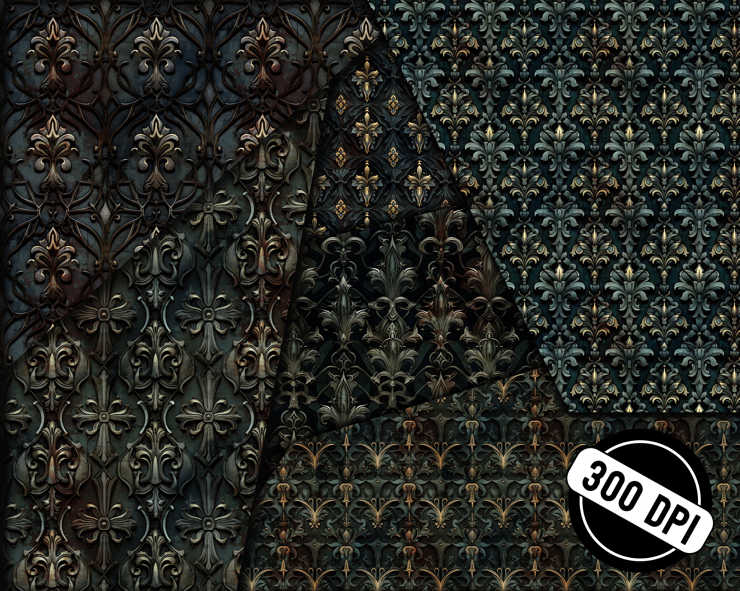 Ornament Patina Seamless Pattern Patina Papers Printable - Etsy