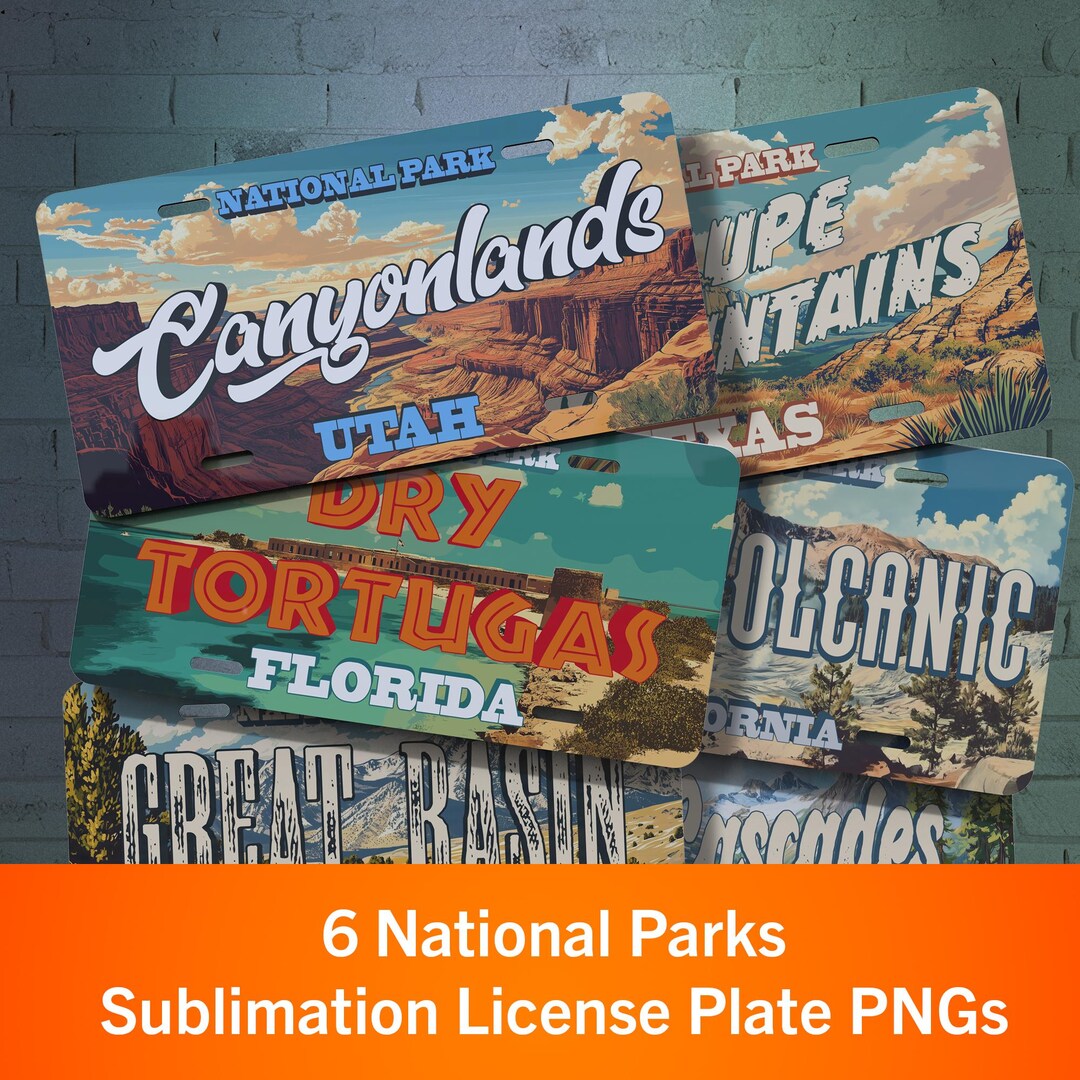 National Parks License Plate Pngs: Car Decor (digital Download) - Etsy