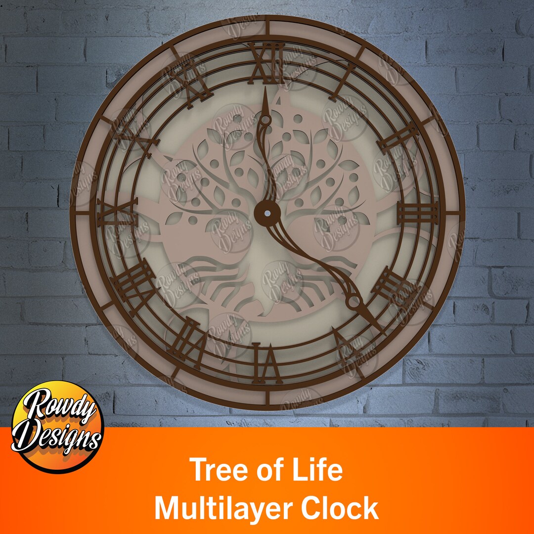Tree of Life SVG, Tree of Life Multilayer, Wall Clock, Multilayer SVG ...