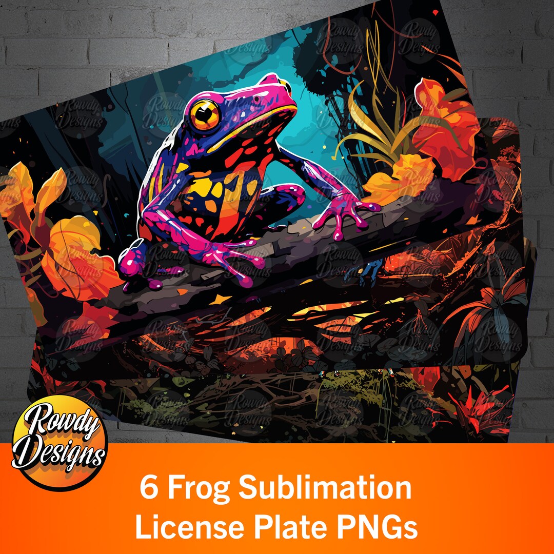 Frog License Plate Sublimation Design: Colorful PNG (digital Download ...