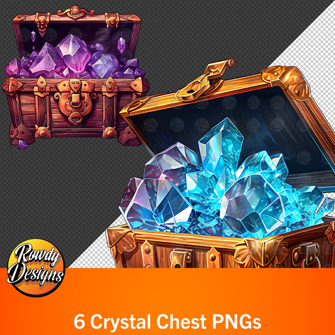 Crystal Treasure Chest Clipart: Fantasy Graphics (PNG, Set of 6) - Etsy