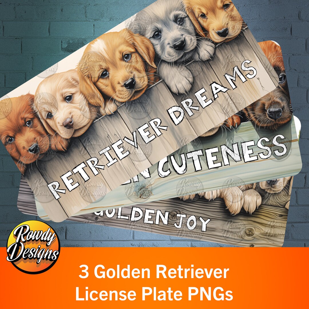 Golden Retriever Sublimation License Plate, License Plate Wrap, Cute ...