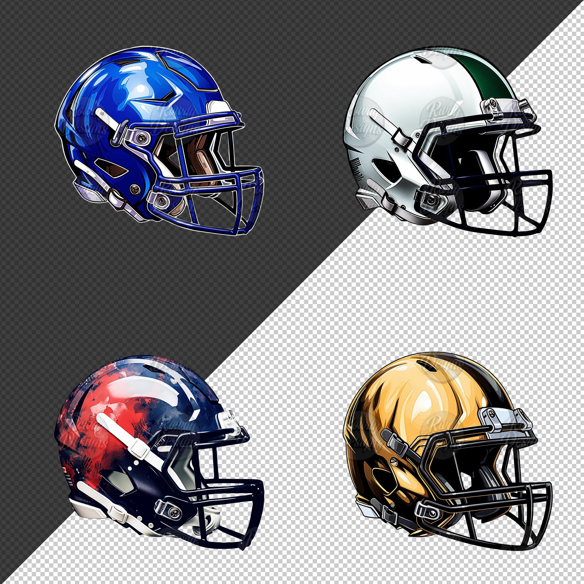 Football Helmet Clipart: Sports Graphic Elements (SVG, PNG) - Etsy
