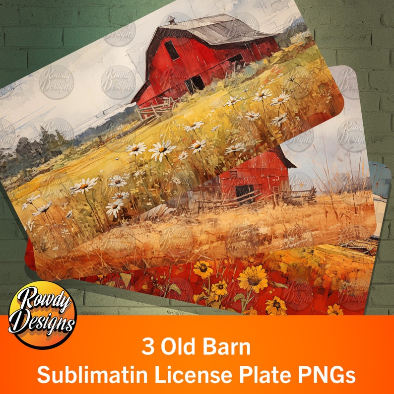 Old Red Barn License Plate PNG: Rustic Farmhouse Car Tag (digital ...