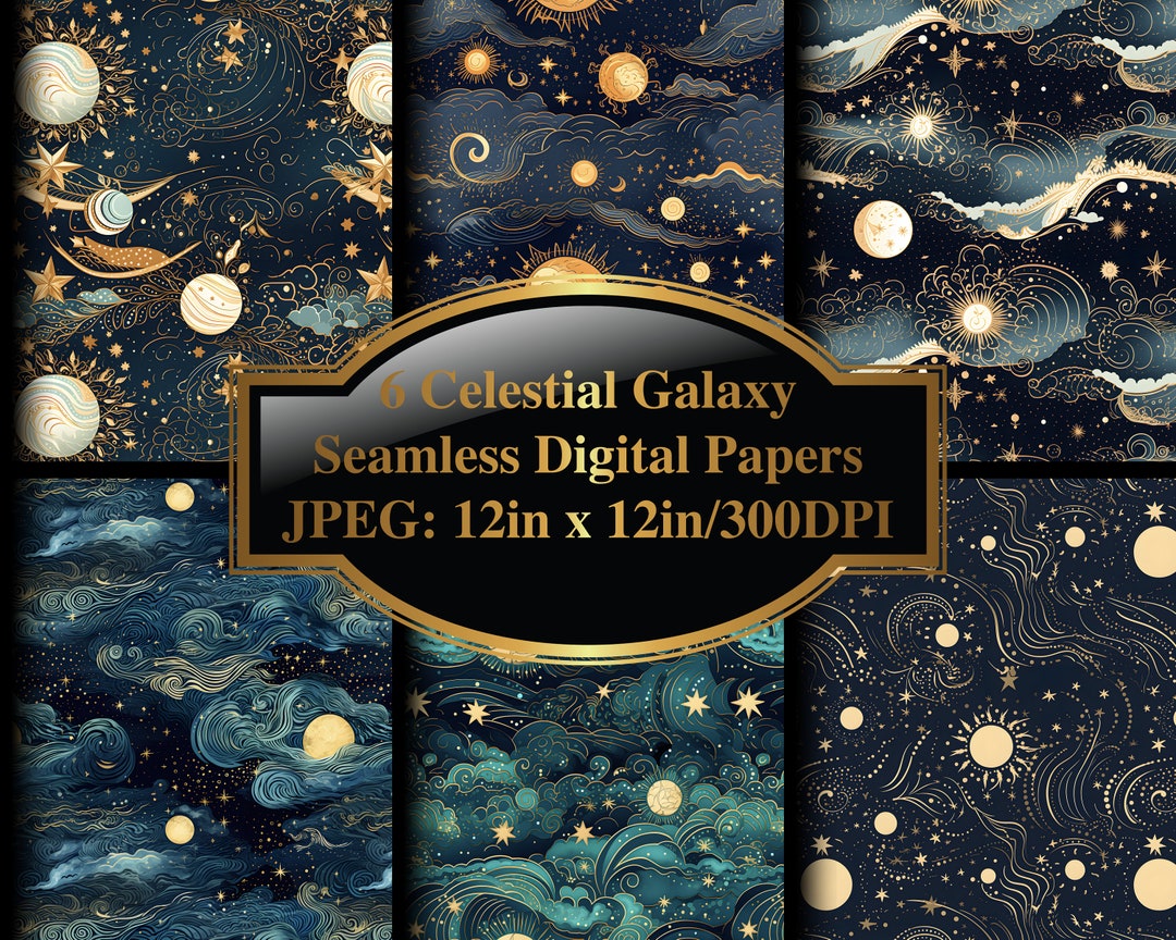 Celestial Galaxy Digital Paper, Mystic Digital Paper, Celestial ...
