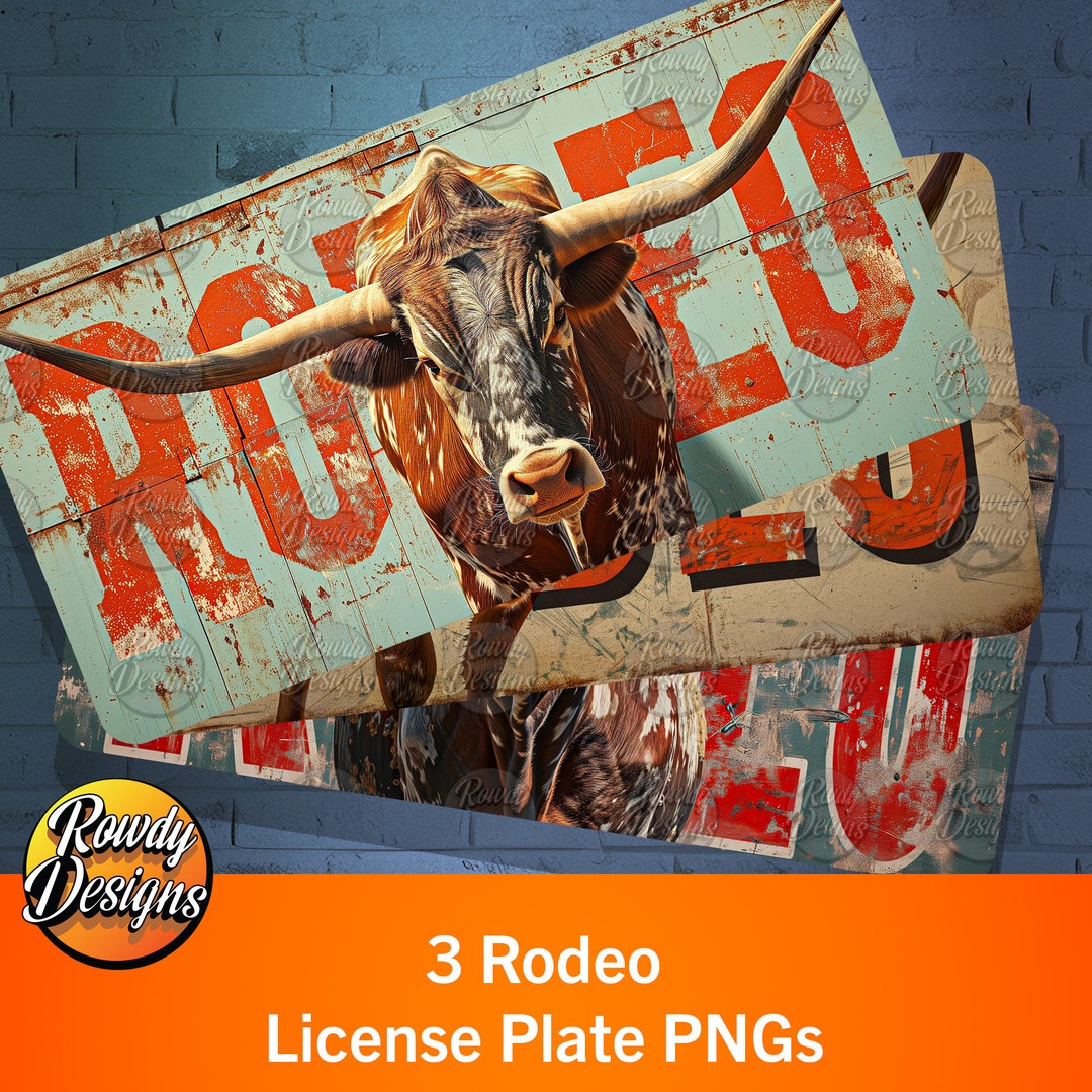 Rodeo Sublimation License Plate Designs • Rodeo Car Tag • Three High ...