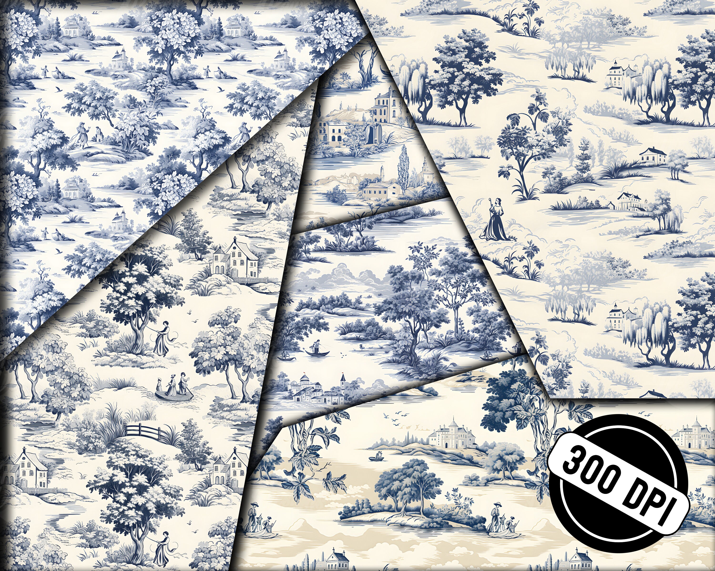 Toile Seamless Patterns: French Digital Paper Set (digital Download) - Etsy