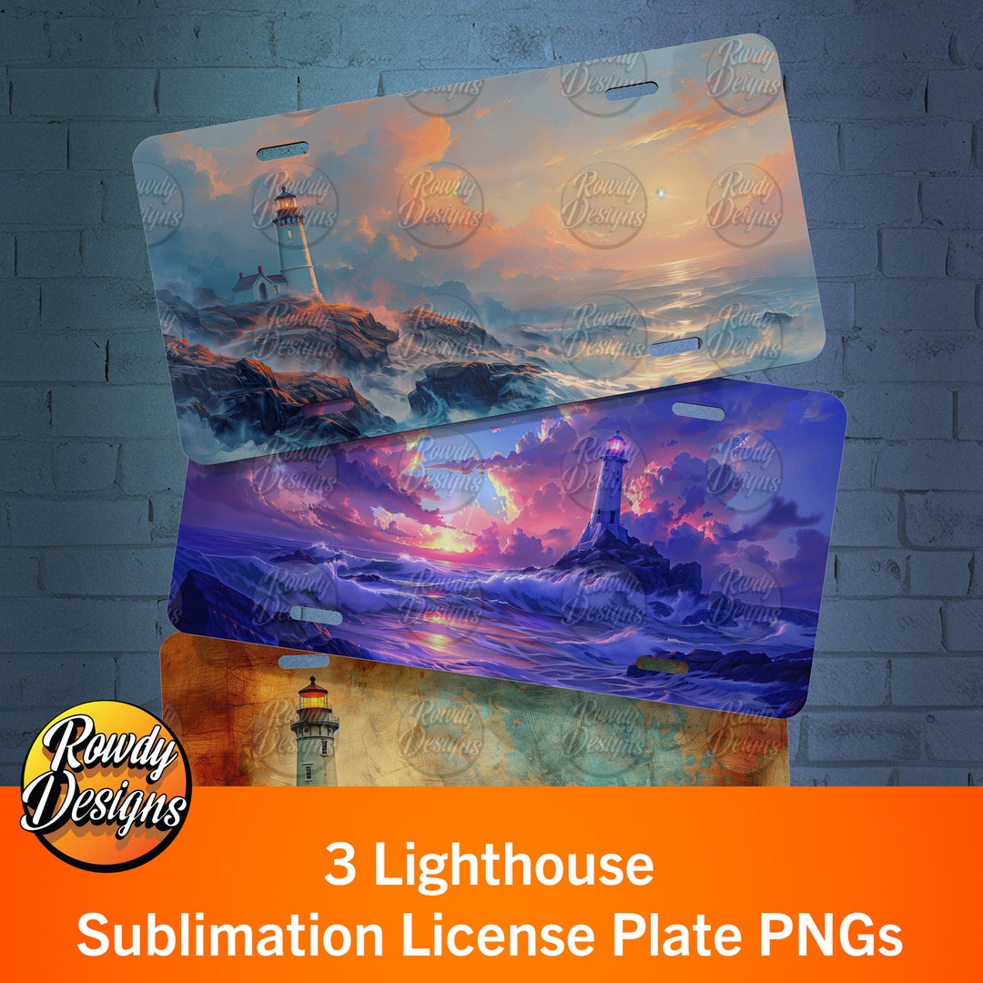 Lighthouse Sublimation License Plate • Beach Art • Three High-quality ...