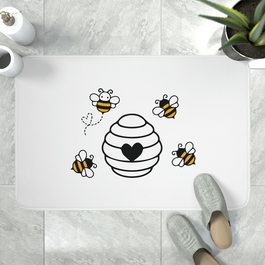 Bath Mat, Bumble Bee Mat, Bumble Bee Décor, Bee Hive Mat, Memory Foam ...